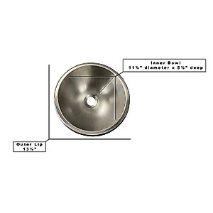 classAcustoms Class A Customs | 13inches Round Stainless Steel Sink | 300 Series Stainless Steel | RV Camper Motor Home Sink | Concession Sink | 22 Guage