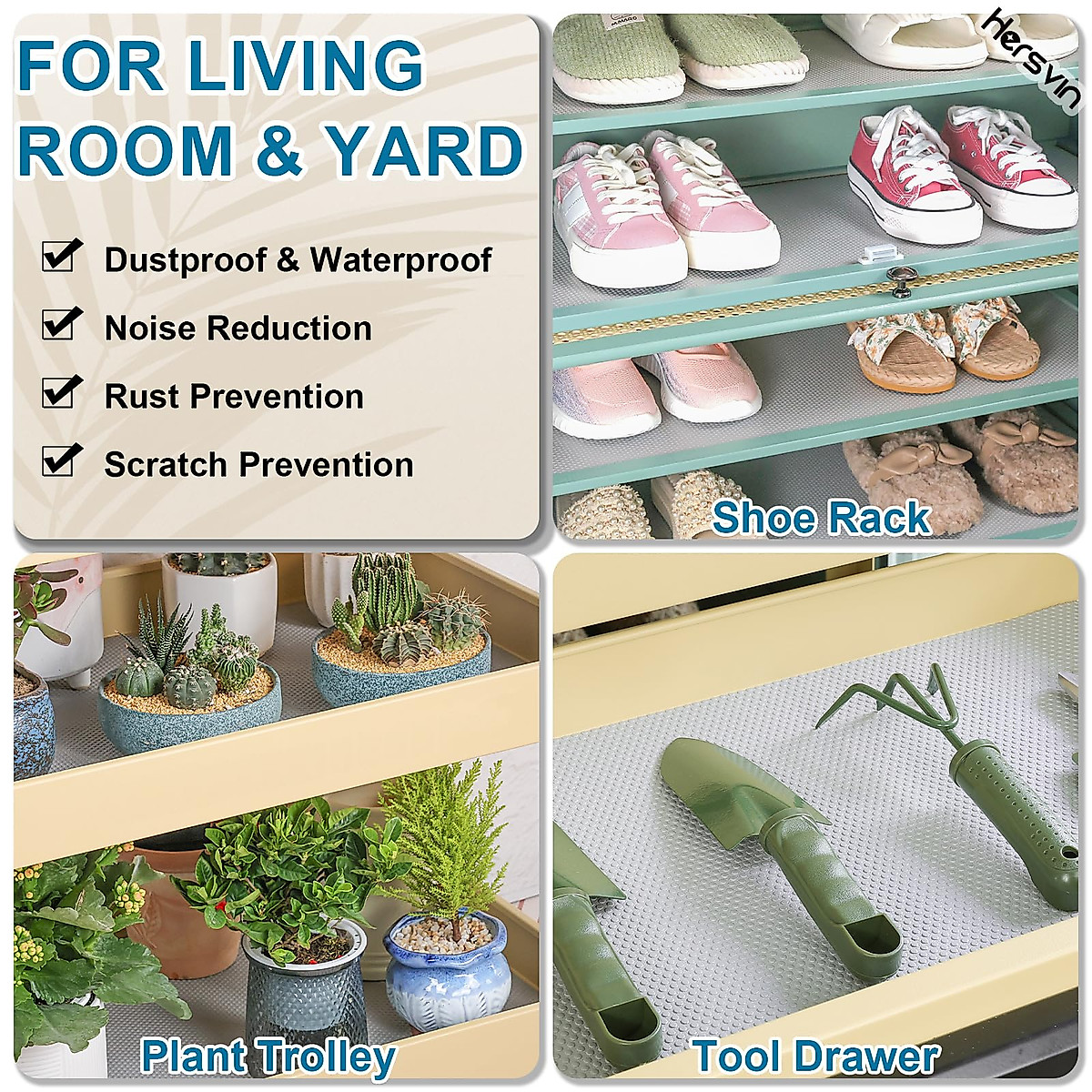 Hersvin Shelf Liner, 24" x20' Non-Adhesive Drawer Liners EVA Kitchen Cupboard Cabinet Covering Undersink Mat Washable Fridge Lining Paper for Home Office (Light Gray/Dot)