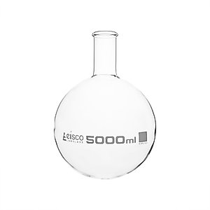 EISCO Florence Boiling Flask, 5000ml - Round Bottom, Narrow Neck, Beaded Rim - Borosilicate Glass