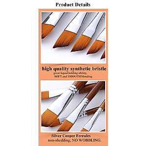 Paint Brushes Nylon Hair Angular Brushes 13pcs Long Handle Acrylic Paint Brush Set for Canvas Painting Oil Paint Professional Painting Kits (Angular 13pcs Longer Handle)