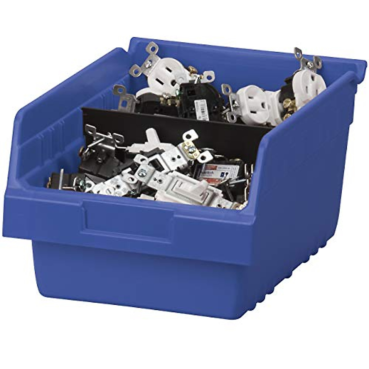 Akro-Mils 30080 Plastic Nesting ShelfMax Storage Bin Box, (12-Inch x 8-Inch x 6-Inch), Blue, (8-Pack)