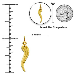 CA CHARMAMERICA Gold Italian Horn Charm - 10 Karat Solid Gold - Dangle Charm - Cornicello Charm Pendant (Small)