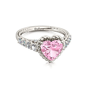 Daffany Pink Heart Vintage Twisted Rope Side-stone Cathedral Engagement Ring 925 Sterling Silver (7)