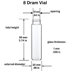 6-Pack of 3.75" inch / 8 Dram / 1 oz / 30 mL Amber Glass UV Resistant Sample Storage Cosmetic Herb Spice Specimen Container Vial w/Black Phenolic Screw on Caps