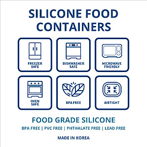 BLUE GINKGO Nesting Silicone Containers - Set of 3 Hard-Shell Silicone Food Storage Containers | BPA Free, Airtight, Dishwasher and Freezer Safe (6.7oz, 10oz, 20oz) - Blue