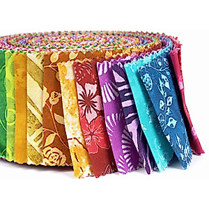 Soimoi 40Pcs Batik Print Cotton Precut Fabrics for Quilting Craft Strips 2.5x42inches Jelly Roll - Red