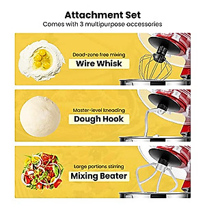 VIVOHOME Stand Mixer, 660W 10 Speed 6 Quart Tilt-Head Kitchen Electric Food Mixer with Beater, Dough Hook, Wire Whip and Egg Separator, Red