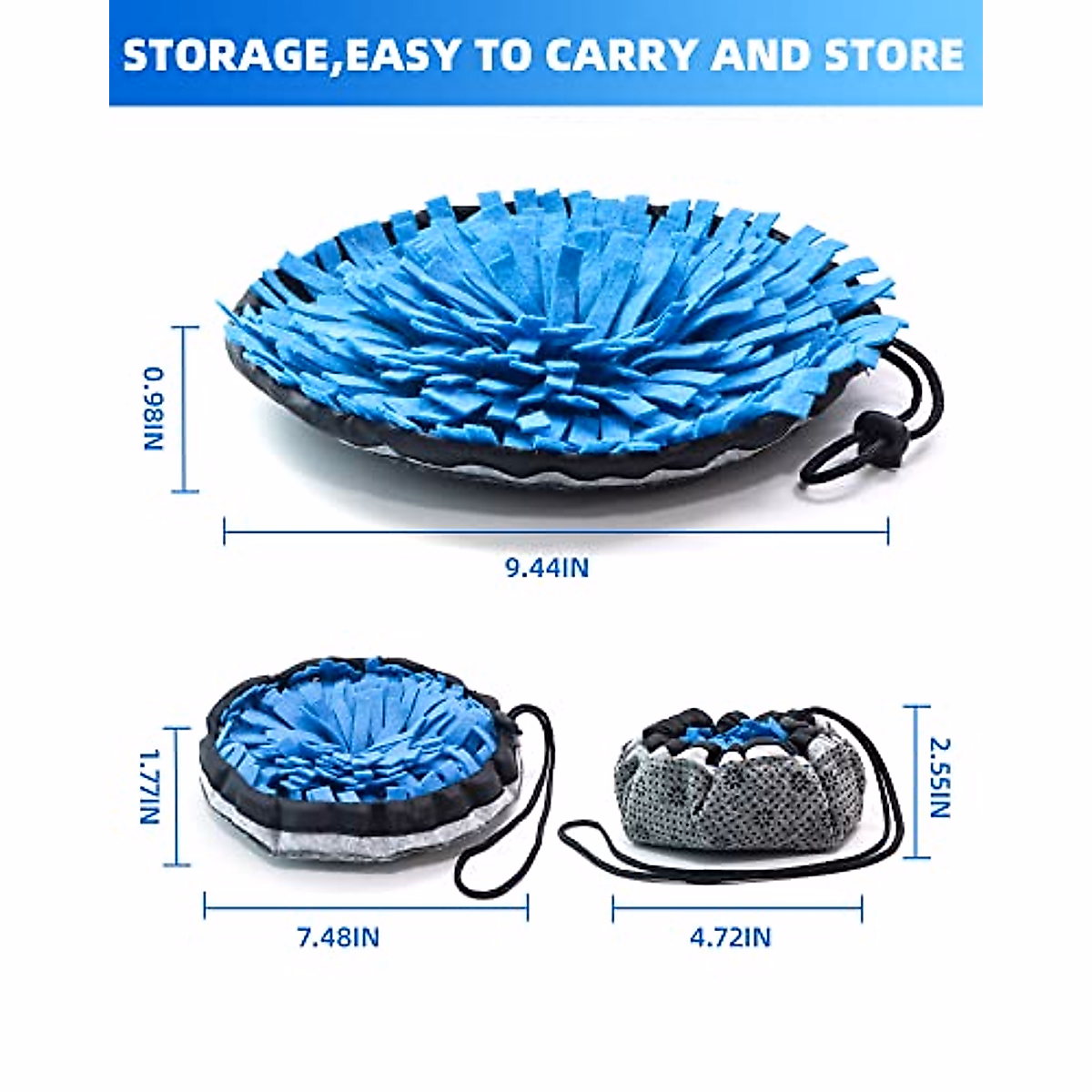 Rabbit Foraging Mat, Interactive Feed Game for Boredom, Small Pet Puzzle Toy, OVMKOV 9.44" x 9.44" Polar Fleece Snuffle Pad Bed Nosework Feeding Mat for Bunny Hamster Guinea Pigs Ferrets Chinchillas