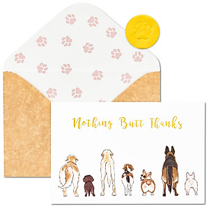 Crisky 50 Count Dog Thank You Cards Nothing Butt Thanks Gold Foil Funny Thank You Cards with Envelopes & Stickers For Friends, Women Men, Teachers, Colleagues, Dog Lovers