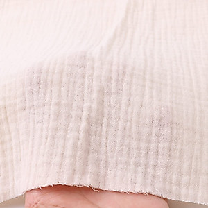 Wrinkle Gauze Cotton Material Quilting Sewing Craft Fabric Table Runners Decor Cloth for Party, Wedding Cheesecloth Kitchen Cooking (1 Yard, Beige)