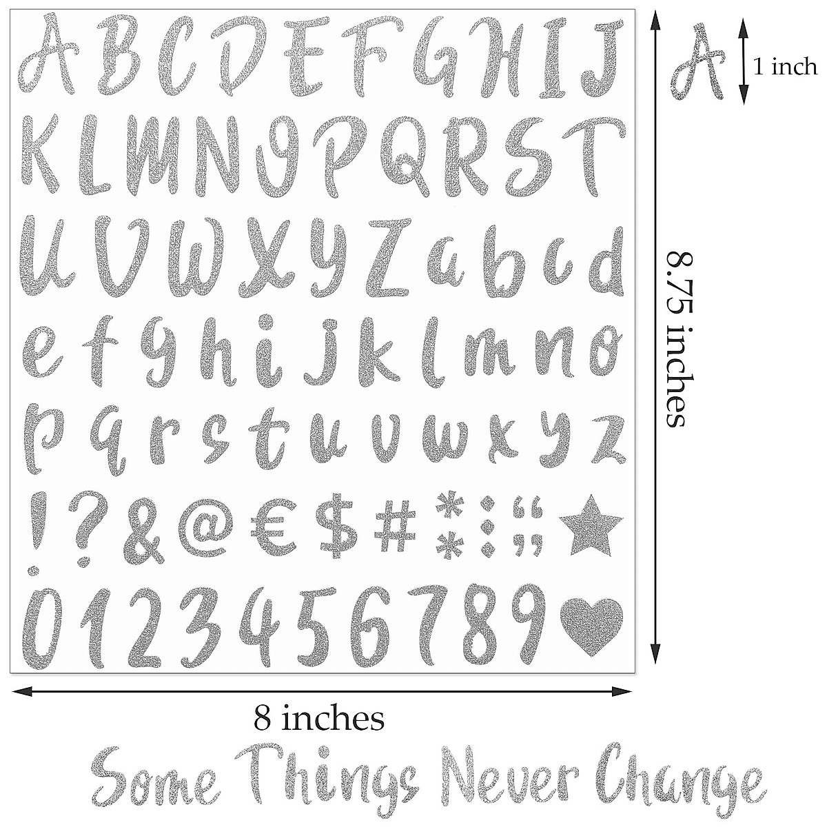 Waynoda 810 Pieces 10 Sheets Self-Adhesive Glitter Silver letter stickers, Alphabet Number Stickers, Decals for Sign, Mailbox, Notebook, Window, Classroom Decor, Door, Business, Address Number (1 Inch)
