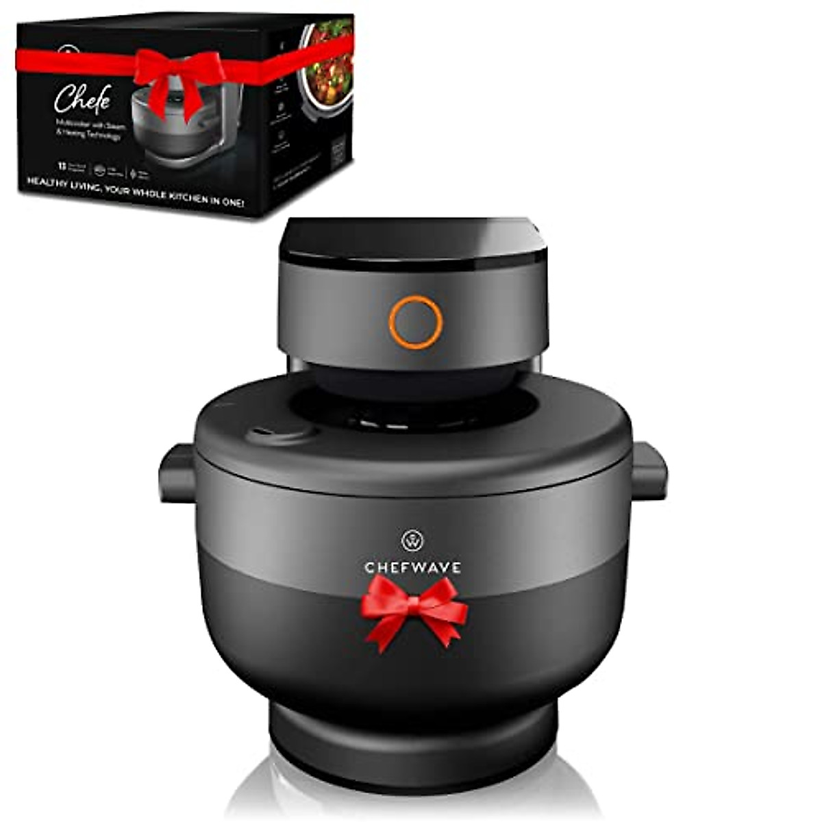 ChefWave Chefe 13-in-1 Programmable 4 Qt. Multicooker, Small Non-Stick Stainless Steel Crockpot/Slow Multi Cooker without Coating, Voice Alerts, 360 Induction Heating Technology, Includes Recipe Book