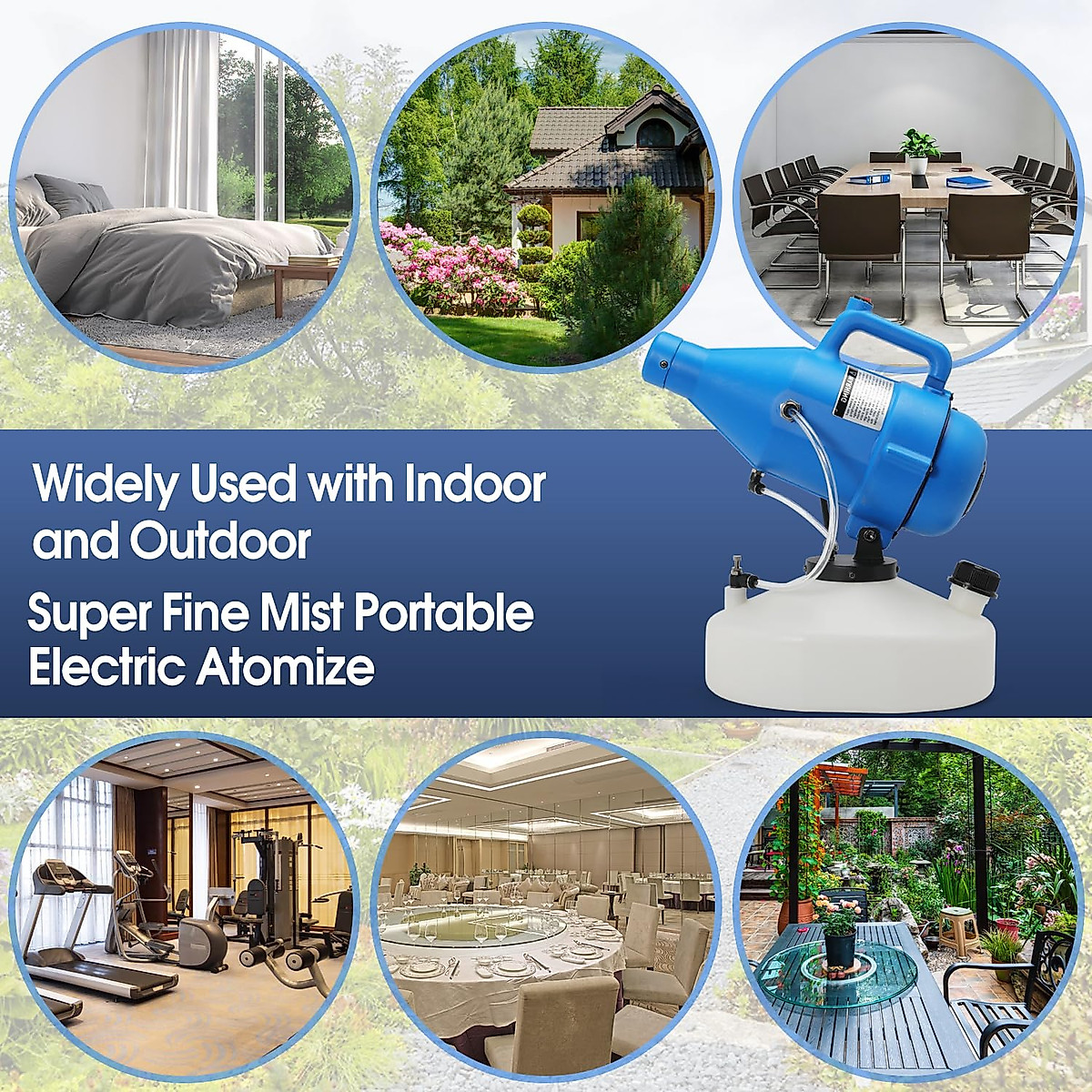 Electric ULV Portable Fogger Sprayer Atomizer Mist Cold Fogger Machine with 30ft Spraying Distance for Home,Hotel,Church,School,Lawn and Garden （4.5L,1.2 Gallon)