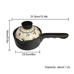 MYYINGBIN Ceramics Casserole with Lid Handles, Tagine Cooking Pot High Temperature Pots and Pan, Housewarming Gift, C
