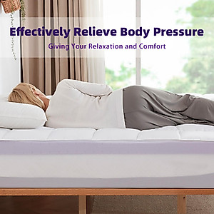 BDEUS Dual Layer 3 Inch Memory Foam Mattress Topper Twin Size,Cooling Gel Memory Foam with Down Alternative Quilted Pillow Top Cover,Back Pain Relief Soft Mattress Pad