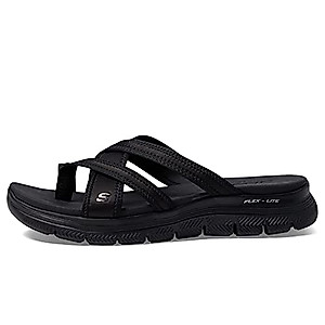 Skechers Women's Flex Appeal 4.0-Startup 3.0 Sport Sandal, Black/Black, 7