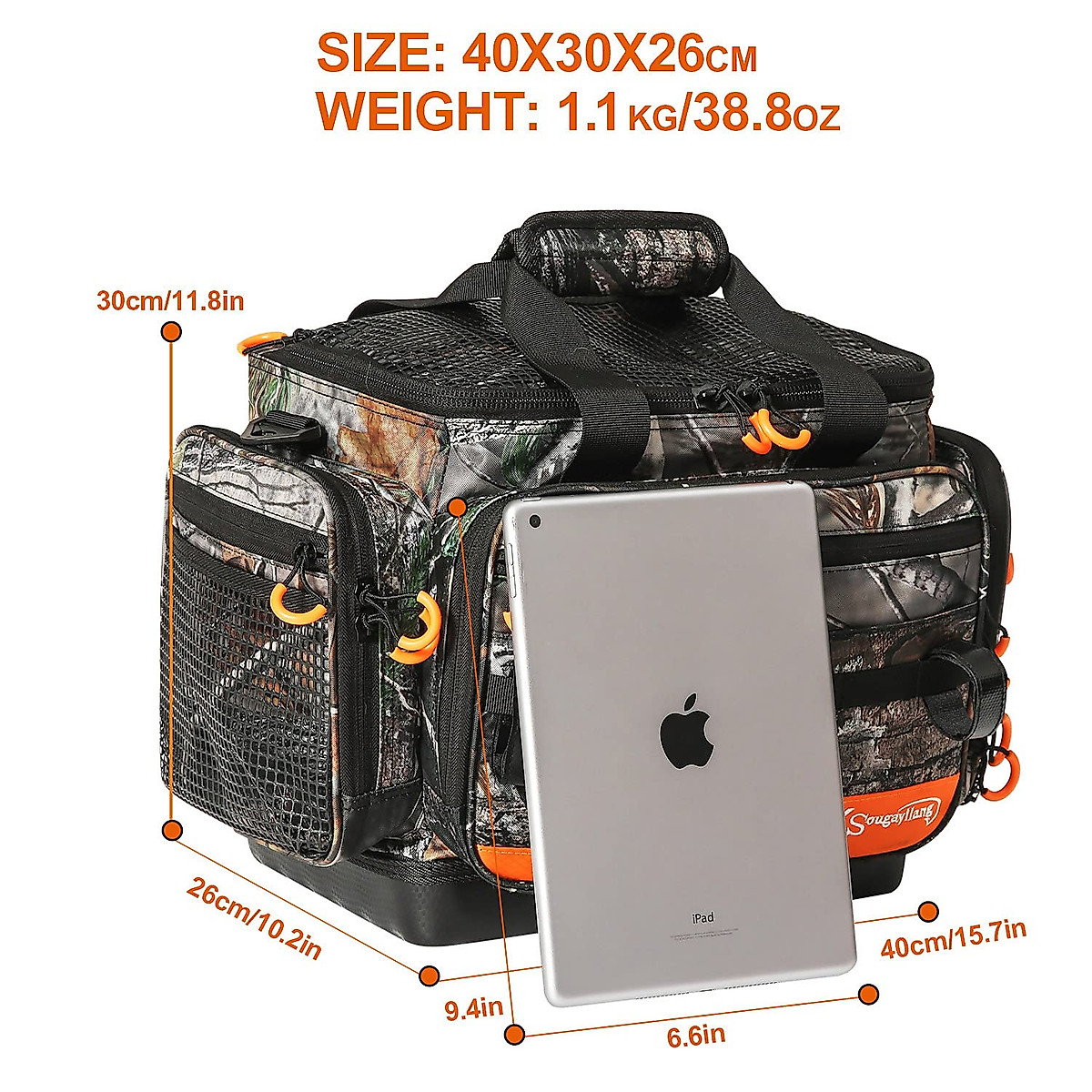 Sougayilang Fishing Tackle Bags Water-Resistant Fishing Tray Bags - Portable Fishing Organizer Shoulder Satchel - Suitable for 3600 3700 Tackle Box- Camouflage -Standard Bag