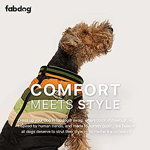 fabdog Dog Puffer Jacket - Chevron Dog Coats for All Breeds - Comfy & Durable Dog Jackets with Personality - Ideal Gifts - Clothes Fit Necks 12"| Black