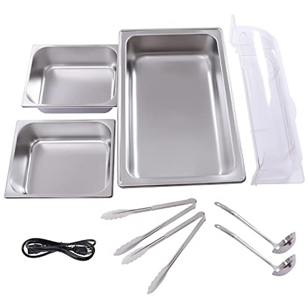 Electric Chafing Dishes - Stainless Steel Buffet Servers 9QT Food Warmer Commercial Chafing Dishes Temp Display Stainless Clear Lid&Handle for Catering (Plastic Lid)