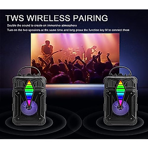 CZRXLLGD Bluetooth Speaker, IPX5 Waterproof Speaker with HD Sound, RGB Multi-Colors Rhythm Lights, Up to 8H Playtime, TWS Pairing, Portable Wireless Speakers for Home, Party