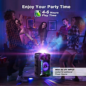 Portable Karaoke Machine 8’’ PA Speaker System Bluetooth Karaoke System for Adults & Kids with Disco Ball, Microphone Rechargeable Battery USB/SD Reader