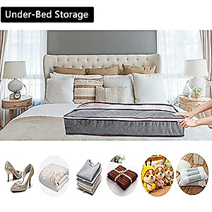 Under Bed Storage Bag Containers - 1 Pack 90L Foldable Blanket Clothes Storage Bags with Zippers & Reinforced Handles | Large Capacity Underbed Storage Bins Organizer with Clear Top Window (Grey, 1)