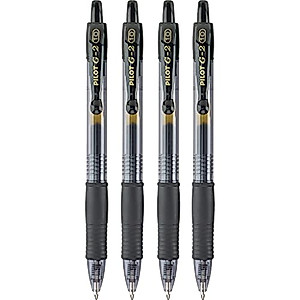 PILOT G2 Premium Refillable & Retractable Rolling Ball Gel Pens, Bold Point, Black Ink, 4-Pack (31254)