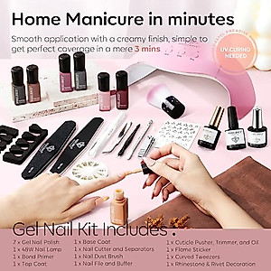 modelones Gel Nail Polish Kit with U V Light 48W Nail Dryer 7 Nude Colors Gel Nail Polish Set, No Wipe Base Top Coat, Nail Primer, Nail Art Decorations, Integrated Manicure Tools Kit,Gift for women