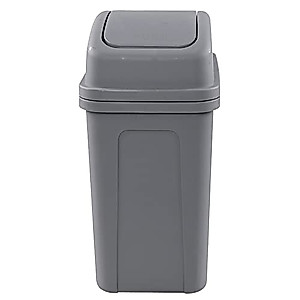 HOMMP 2 Gallon Small Swing Lid Trash Can, Swing-Top Garbage Can, Gray