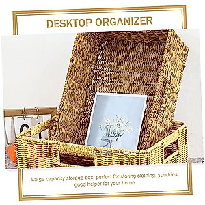 HOMOCONO Storage Basket Toilet Tank Basket Baskets for Food Container Basket for Toys Desktop Finishing Basket Toy Storage Bin Wicker Baskets Condiments Containers Keychain Holder Pp Brown