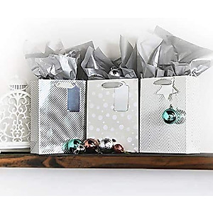 UNIQOOO 100 Sheets Metallic Silver Foil Gift Tissue Paper Bulk, 20X14 Inch, Art Wrapping Paper for Gift Bag Box Packing, Wedding Birthday Party Favor, Pom Pom Piñata Tassel