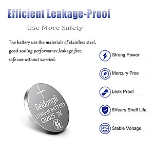 Beidongli CR2025 3V Lithium Coin Battery (10-batteries)【5-Year Warranty】