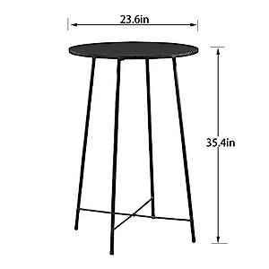 VECELO Round Bar Table, Classic Bistro Pub Furniture,Small Spaces Saving for Dining Room Breakfast,Coffee, Easy to Assemble, Black
