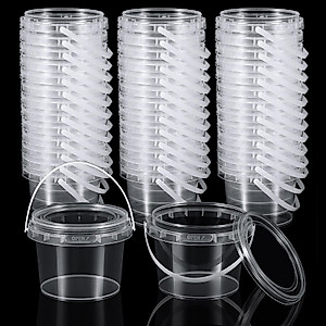 RHBLME 50 PACK Slime Containers with Lids and Handles, 20 PACK 17oz Clear Slime Bucket and 30 PACK 10oz Small Bucket, Clear Slime Storage Case for Slime DIY Art Craft Small Items Part Material