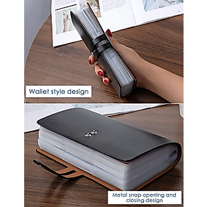 Romozi RFID Credit Card Holder, Leather Business Card Organizer with 96 Card Slots, Credit Card Protector for Managing Your Different Cards and Important Documents to Prevent Loss or Damage (Black)