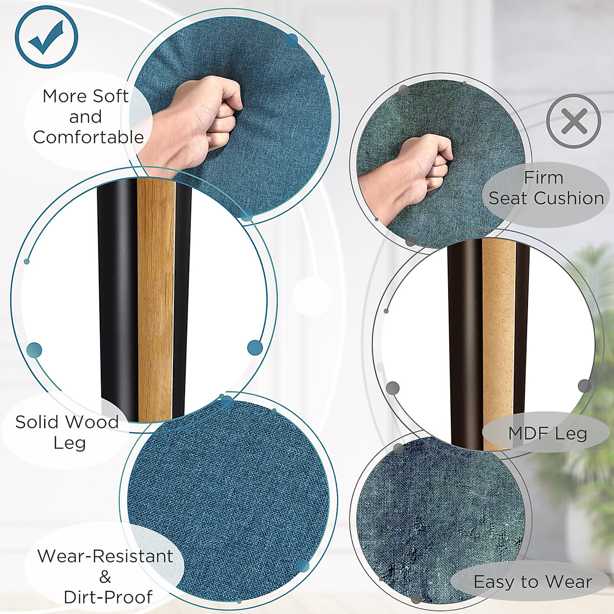 Yaheetech Mid-Century Accent Chairs, Modern Upholstered Living Room Chair, Cozy Armchair Button Tufted Back and Wood Legs for Bedroom/Office/Cafe, Navy Blue