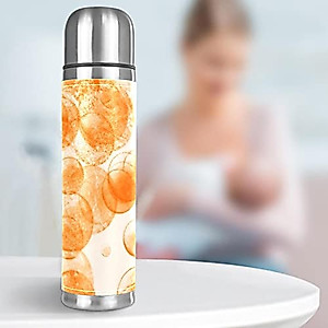 Stainless Steel Leather Vacuum Insulated Mug Bubbles Thermos Water Bottle for Hot and Cold Drinks Kids Adults 16 Oz
