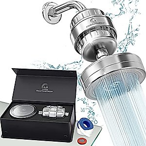 AquaHomeGroup Luxury Filtered Shower Head Set 20 Stage Shower Filter for Hard Water Removes Chlorine and Harmful Substances - Showerhead Filter High Output