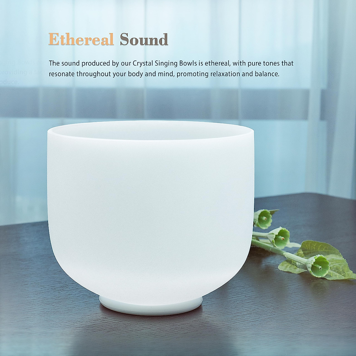 TOPFUND Solfeggio 528 Hz Crystal Singing Bowl Solar Plexus Chakra 8 inch with Heavy Duty Carrying Case and Singing Bowl Mallets