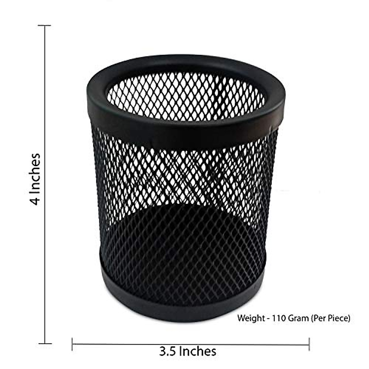 Rely+ Black Metal Wire Mesh Pen and Cup Pencil Holder, Desk Accessories, Makeup Brush Holders & Workspace Organizers for Home, School, 3 Pack…