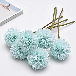 SvaTao Artificial Chrysanthemum Ball Flowers- 12pcs Silk Flower Bouquets for Wedding Present Decor for Home Office House Party Garden Blue