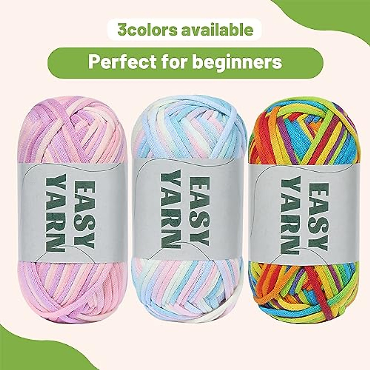 4x50g Rainbow Beginners Crochet Yarn for Crocheting Knitting Multicolor Cotton Crochet Yarn for Beginners with Easy-to-See Stitches Chunky Thick Yarn for Beginners Crochet Kit