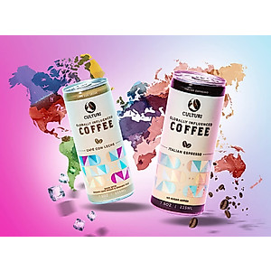 Culturi Organic Canned Coffee - All Natural Non-GMO Cold Brew Coffee with Whole Milk and Cane Sugar - Cafe Con Leche - Preservative Free, Shelf Stable, Best Served Cold (12 Pack of Cans)