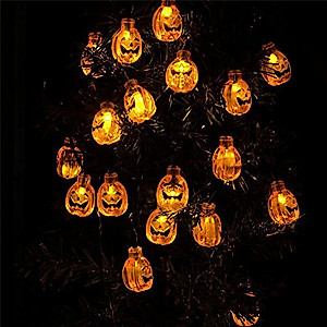 Hann Solar String Lights, 30 LEDs Pumpkin Waterproof Outdoor Halloween String Lights Solar Powered Globe Fairy String Lights for Garden, Yard, Home, Landscape,Christmas Party (2 Pack)