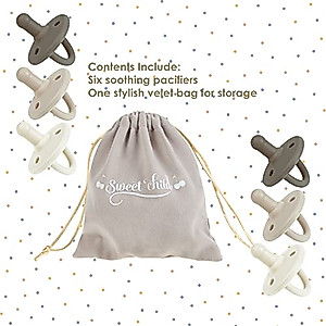 Sweet Child Soothie Pacifiers 0-18 Months, Set of 6 Ultra-Light Silicone Binkies with Collapsible Handle & 3 Air Holes for Added Safety, Best Newborn Pacifiers for Baby Boys Or Girls (Woodlands)