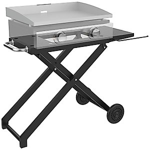 Portable Grill Cart for Blackstone 17 Inch & 22 Inch Table Top Griddles, Folding Cart Griddle Stand with Side Shelf for Blackstone 17" 22" Grills, Backyard, Camping and Outdoor Cooking