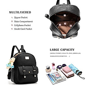 BAG WIZARD Bags for Teens Girls Purse Backpacks Mini PU Leather Fashion Small Bookbag with Wallet Set