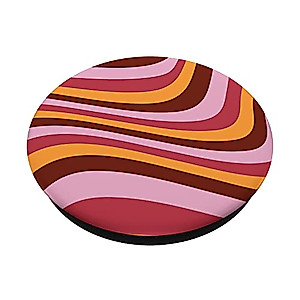Cute Liquid Swirl Pattern Groovy Retro Pink Orange Brown PopSockets Swappable PopGrip