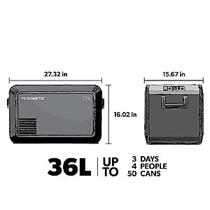 Dometic CFX3 35 Portable Refrigerator and Freezer - 36L - Powered by AC/DC or Solar Portable Refrigerator with WiFi/Bluetooth Temperature Control - Ideal Cooler for Car, RV, Camping and Home Use