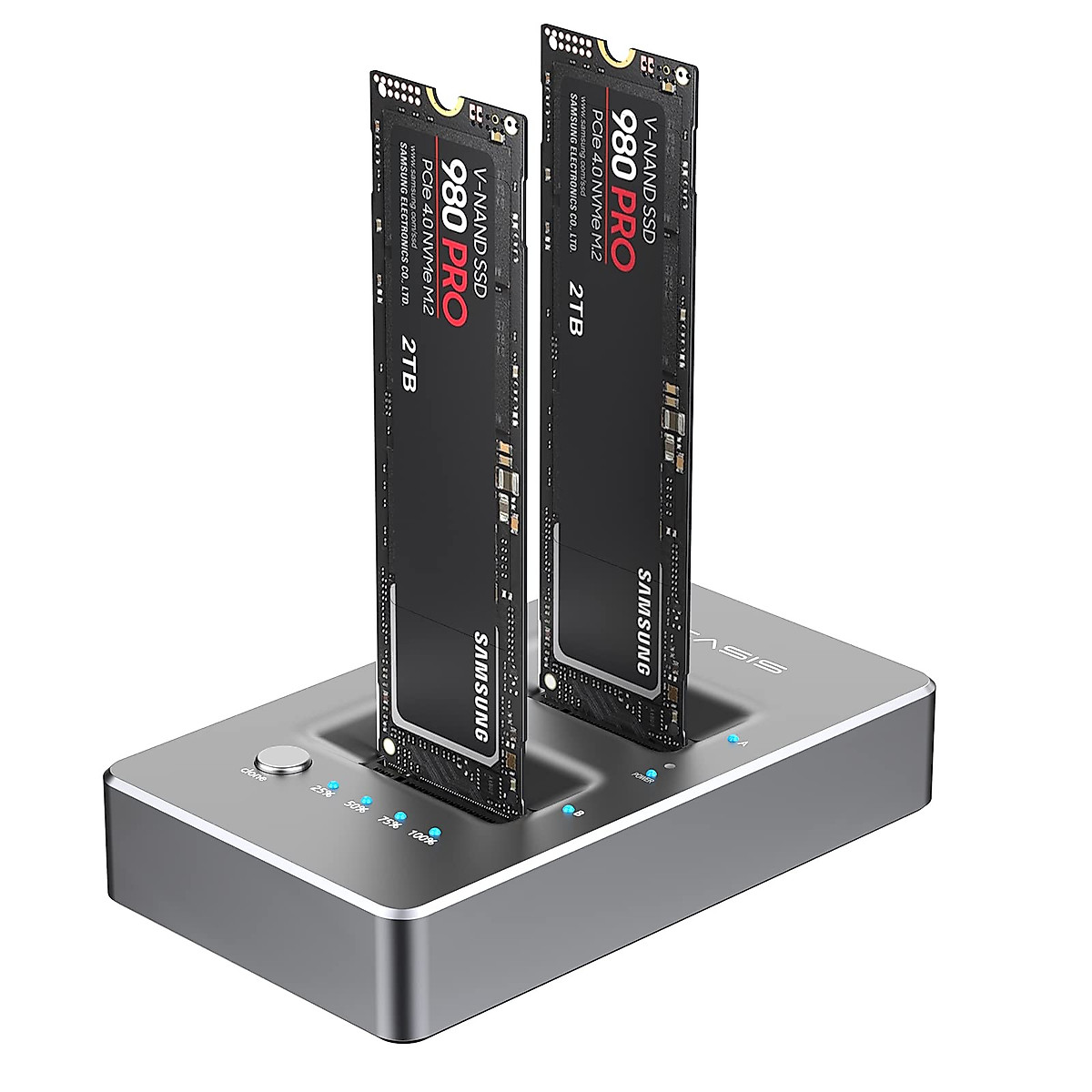 ACASIS NVMe M.2 Duplicator Dual-Bay Offline Clone USB C to NVME Docking Station for M2 SSD M Key Hard Drives Enclosure (Dual-Bay)